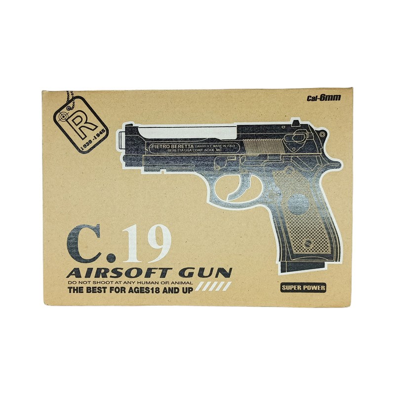 تفنگ اسباب بازی کلت فلزی ساچمه ای ایرسافت گان مدل 19 Airsoft Gun C