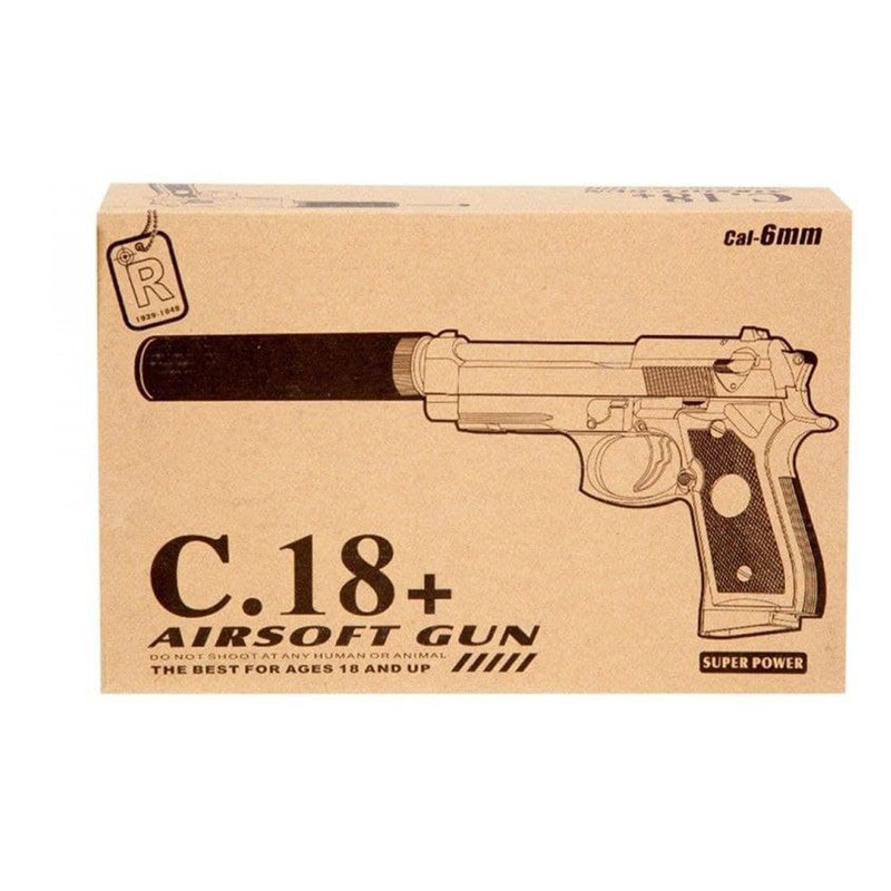 تفنگ اسباب بازی ساچمه ای کلت فلزی ایرسافت گان پلاس مدل 18 Airsoft Gun C